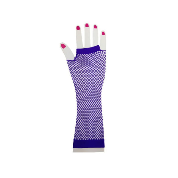 Sexy Halloween Raver Long Purple Fishnet Gloves – Forever Fetish ...